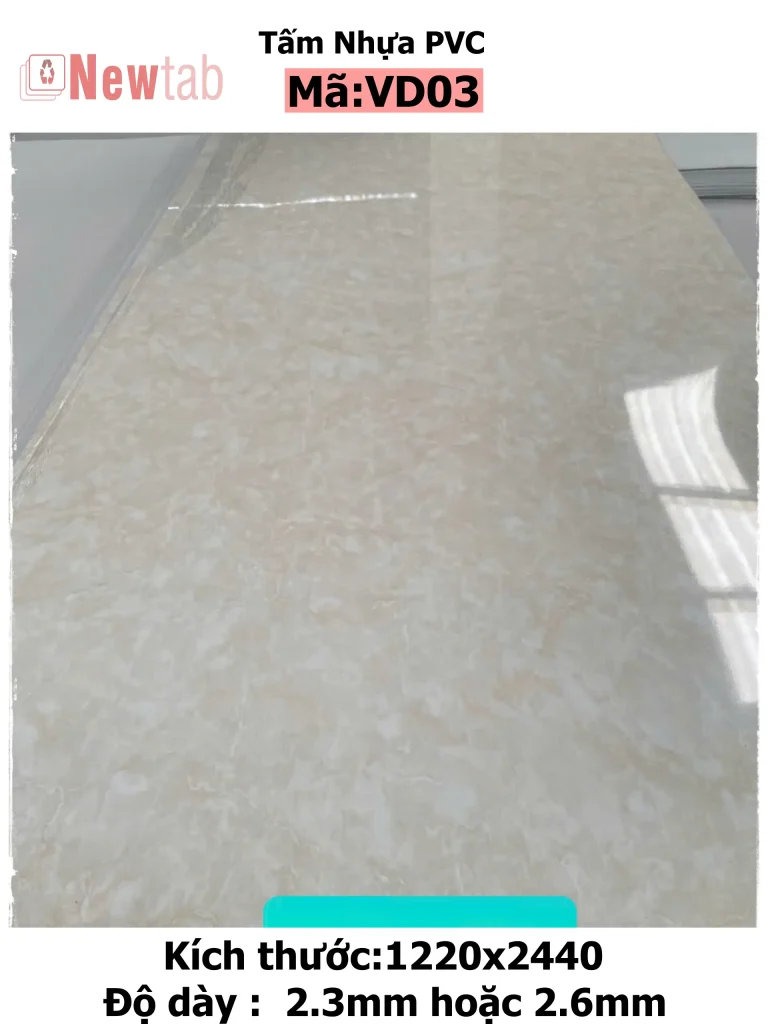 Tấm Nhựa PVC Vân Đá Mã – VD03 - Vatlieunewtab.com